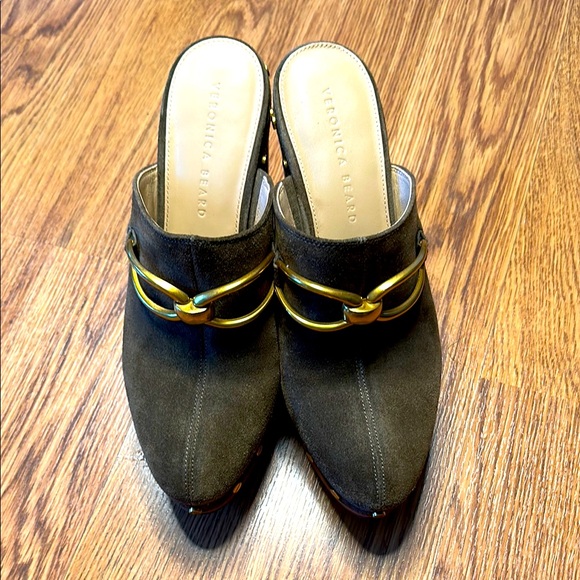 Veronica Beard | Shoes | Veronica Beard Green And Gold Mules With Suede ...